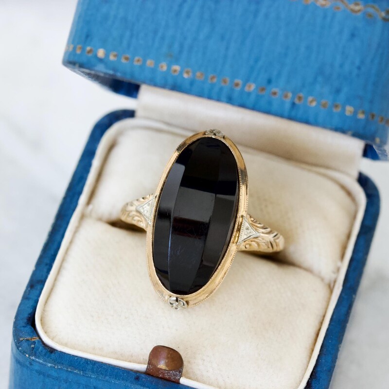 Art Deco Onyx Ring - Etsy