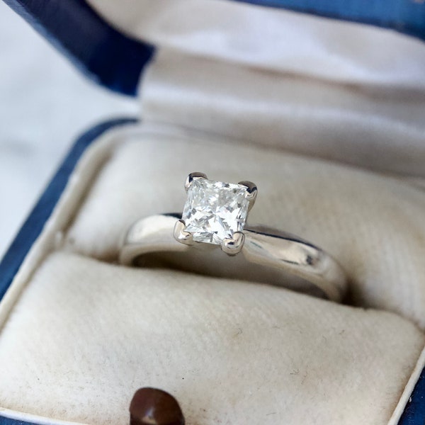 Square Cut Engagement Ring - Etsy