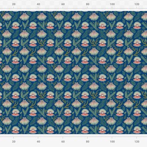 Shell With Pearl Pattern Deep Blue Fabric - Etsy UK