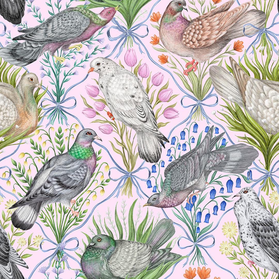 Pigeon Pals Pattern Wallpaper - Etsy