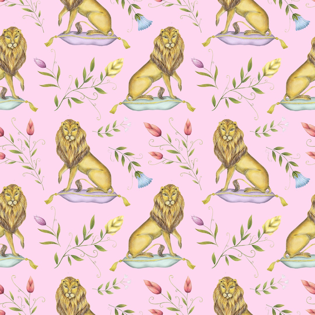 Leo Et Flores Wallpaper in Petal Pink - Etsy