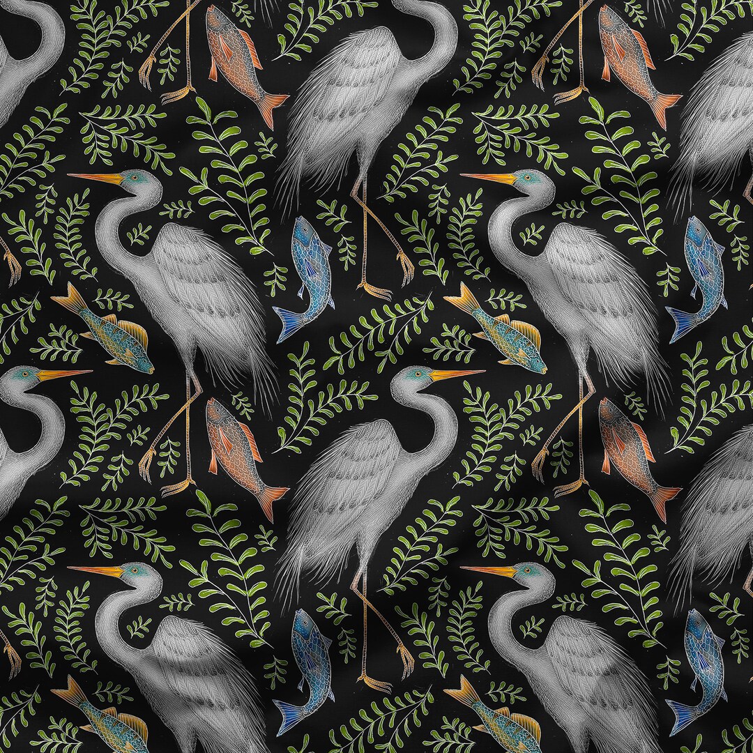 Great Eastern Egret Pattern Fabric - Etsy