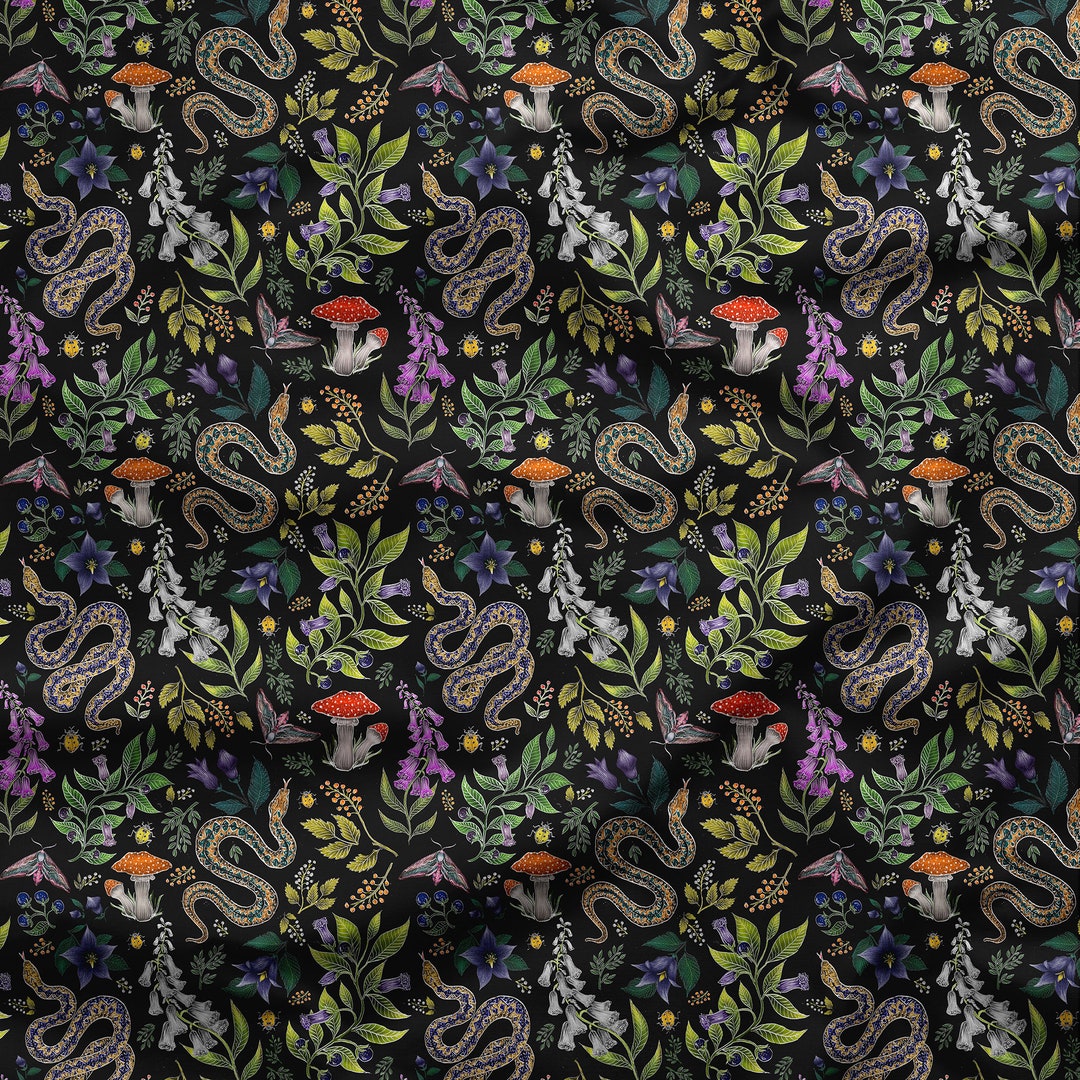 Poisonous Pattern in Midnight Black Fabric - Etsy