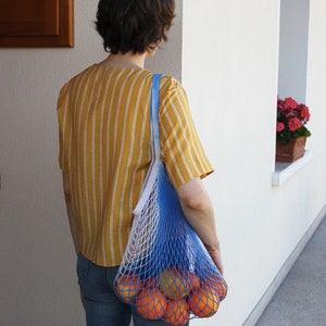 Blue Net Bag / Cotton Grocery Net Bag / Fishnet Bag / Mesh - Etsy