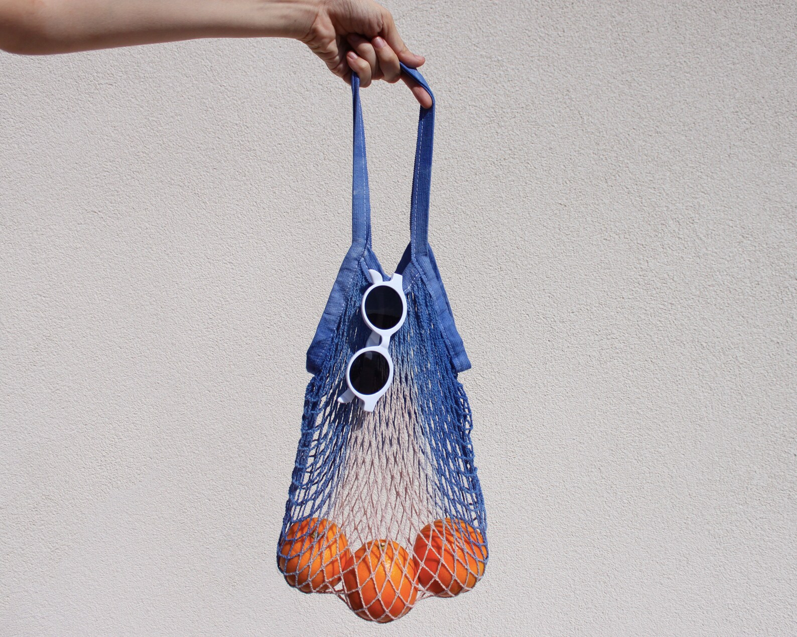 Blue Net Bag / Cotton Grocery Net Bag / Fishnet Bag / Mesh - Etsy