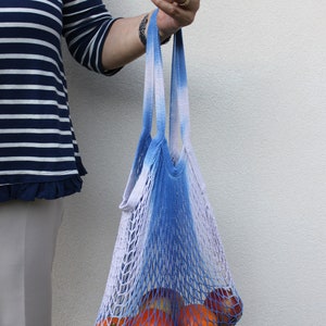 Blue Net Bag / Cotton Grocery Net Bag / Fishnet Bag / Mesh - Etsy