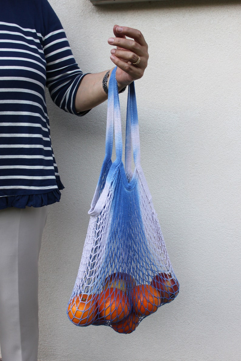 Blue Net Bag / Cotton Grocery Net Bag / Fishnet Bag / Mesh - Etsy