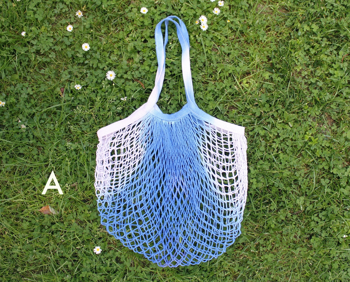 Blue Net Bag / Cotton Grocery Net Bag / Fishnet Bag / Mesh - Etsy