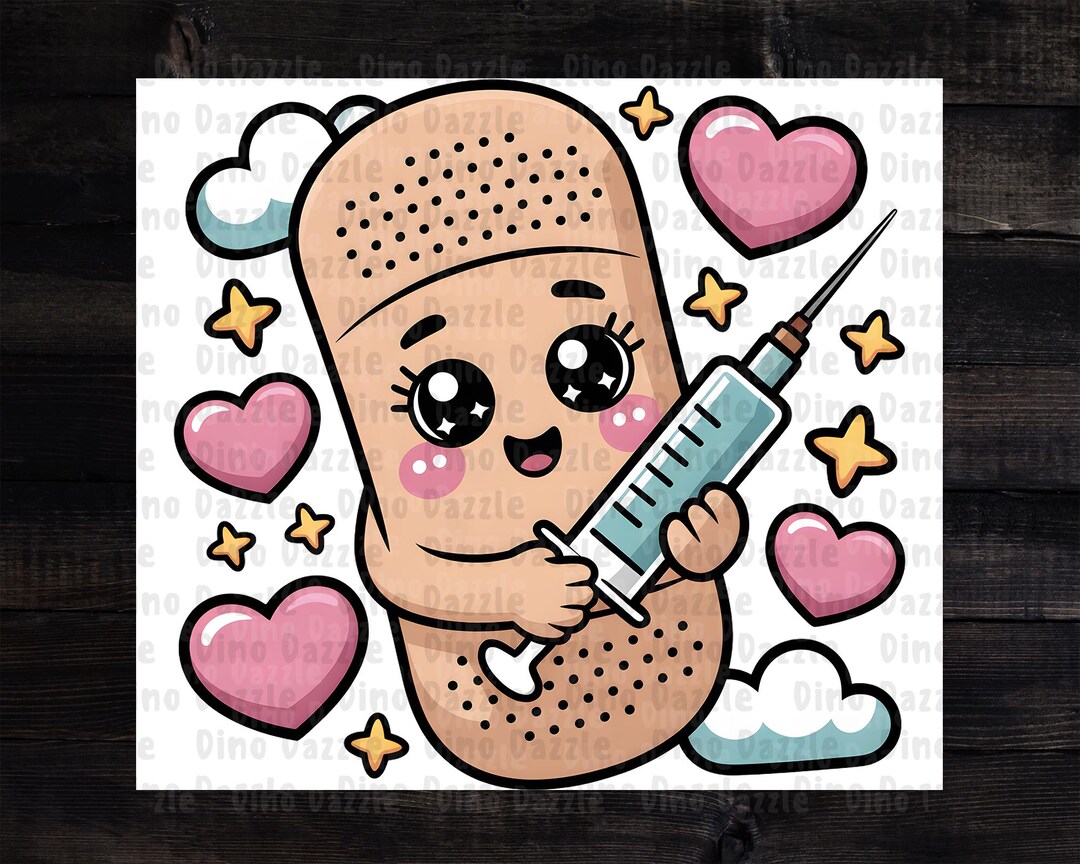 Kawaii Nurse PNG, Cute Bandage With Syringe Clipart, Medical ...