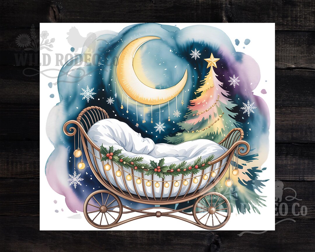 Winter Moon Baby Bassinet PNG • Snowy Cradle Clipart • Christmas ...