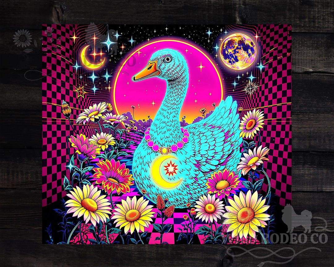Psychedelic Duck Tumbler Wrap: Trippy Goose Floral, Neon Sublimation ...
