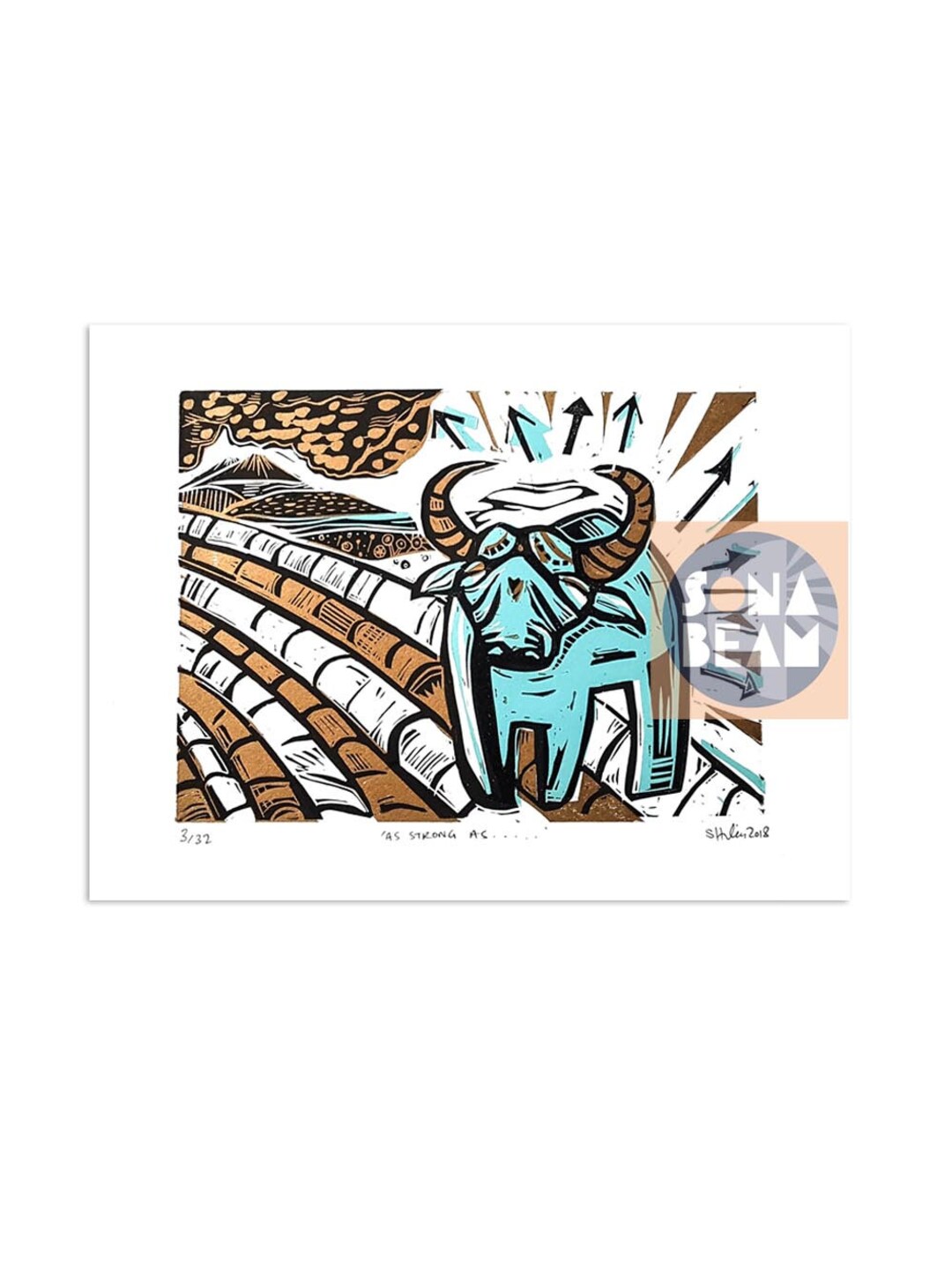 Linoprint, Animal Print, Animal Art, Bull, Ox, Strong as an Ox Print ...