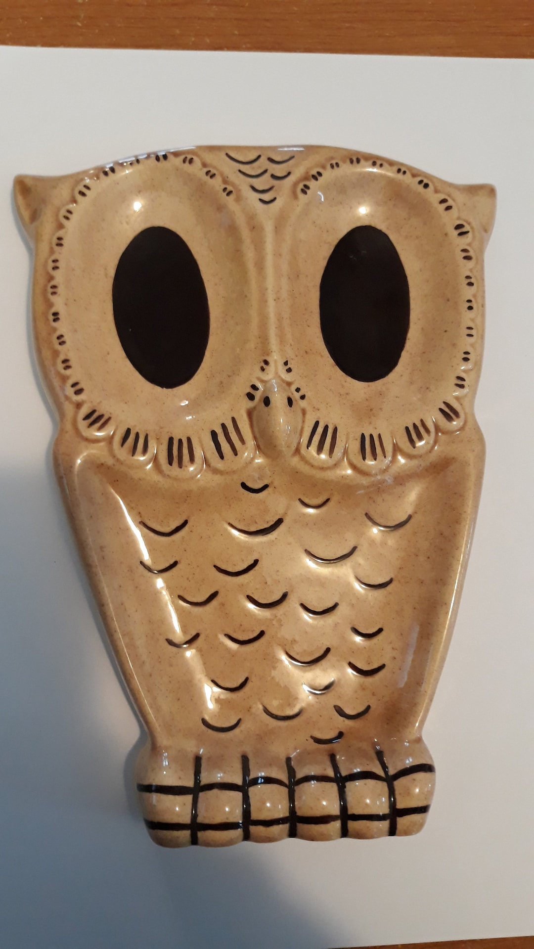 Mid Century Ceramic Owl Ashtray – Tan Pottery Wall Hanging, Trinket ...