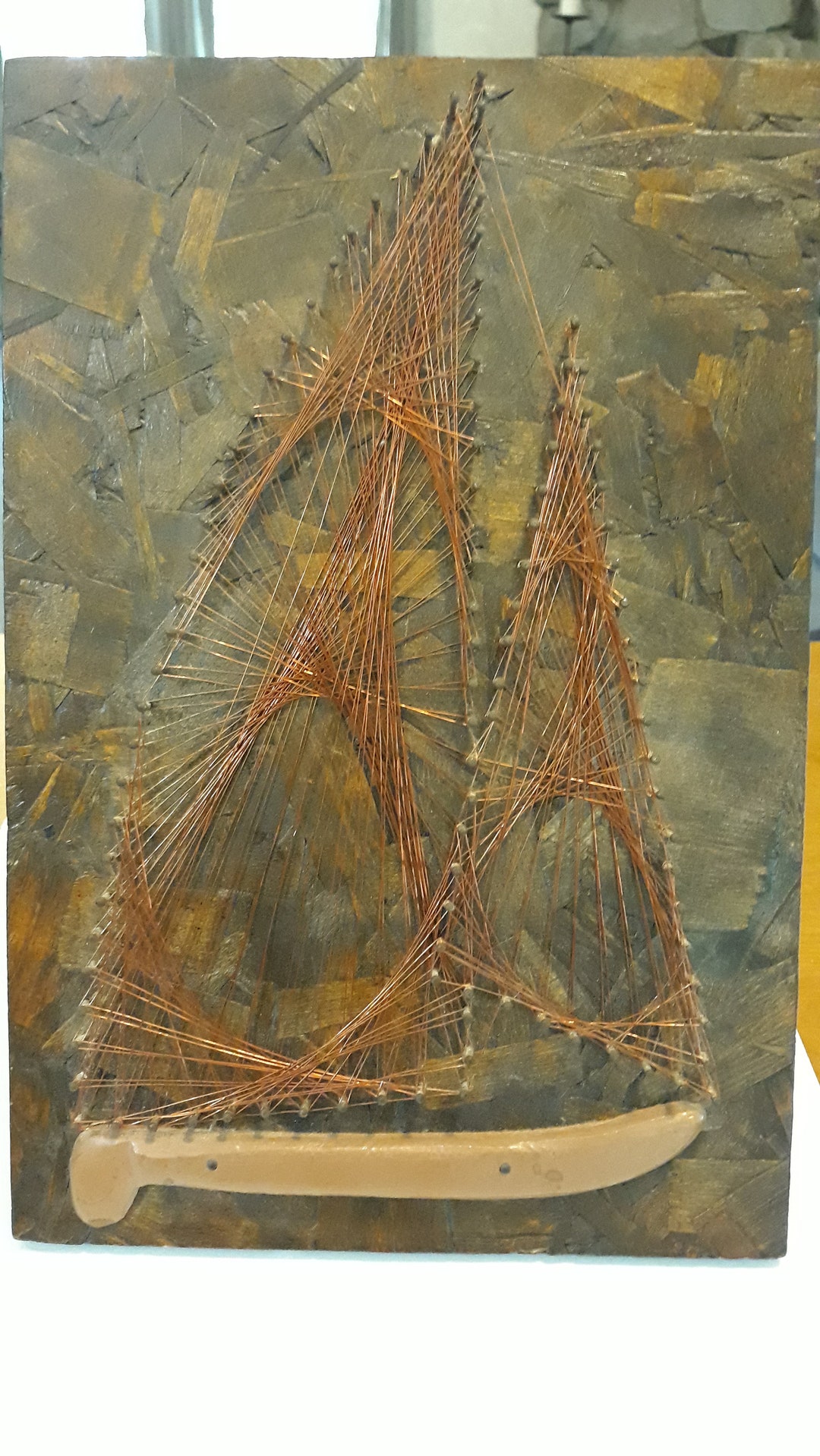 MCM Copper Wire String Art Boat Sail Boat Handmade Wall Hanging Wall ...