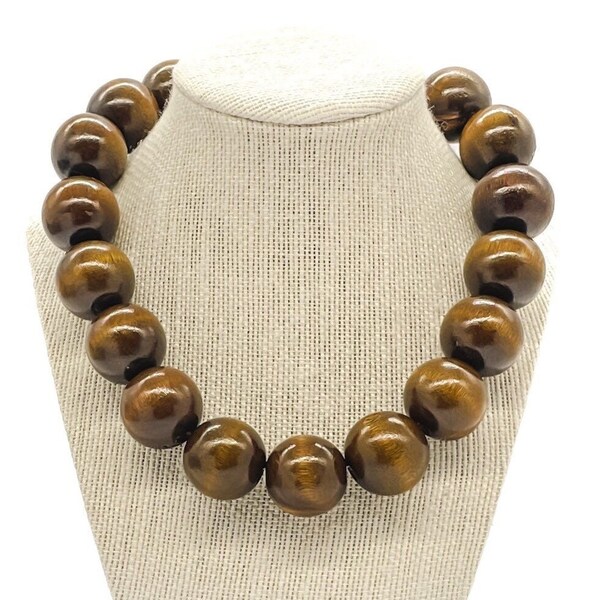 Large Wooden Bead Necklace - Etsy