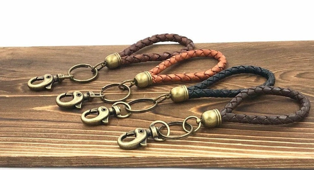 Braided Leather Key Chain,leather Loop Key Chain,leather Rope Key ...