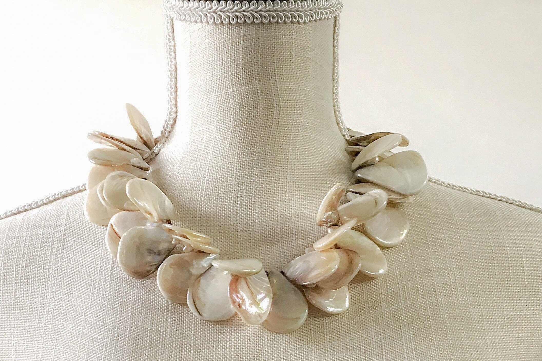 Mother of Pearl Shell Statement Necklace,teardrop Mother of Pearl Shell ...