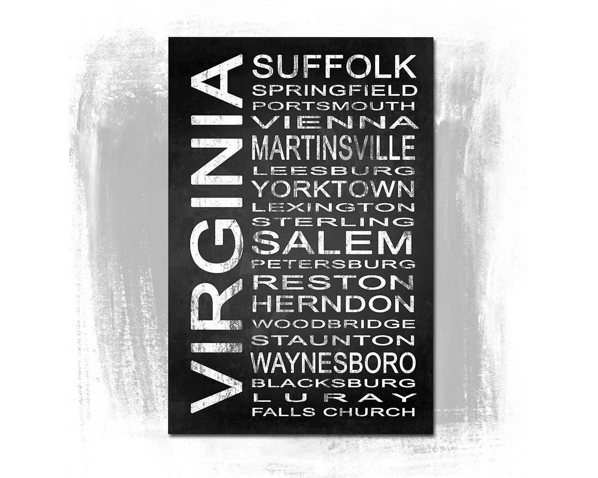 Virginia State 2 Subway Sign Fine Art Print Modern Chalkboard ...
