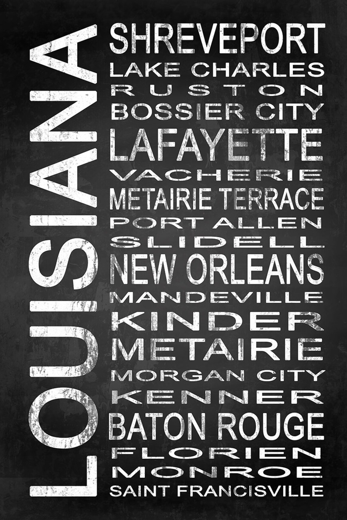 Louisiana State 1 Subway Sign Fine Art Print Modern Chalkboard ...