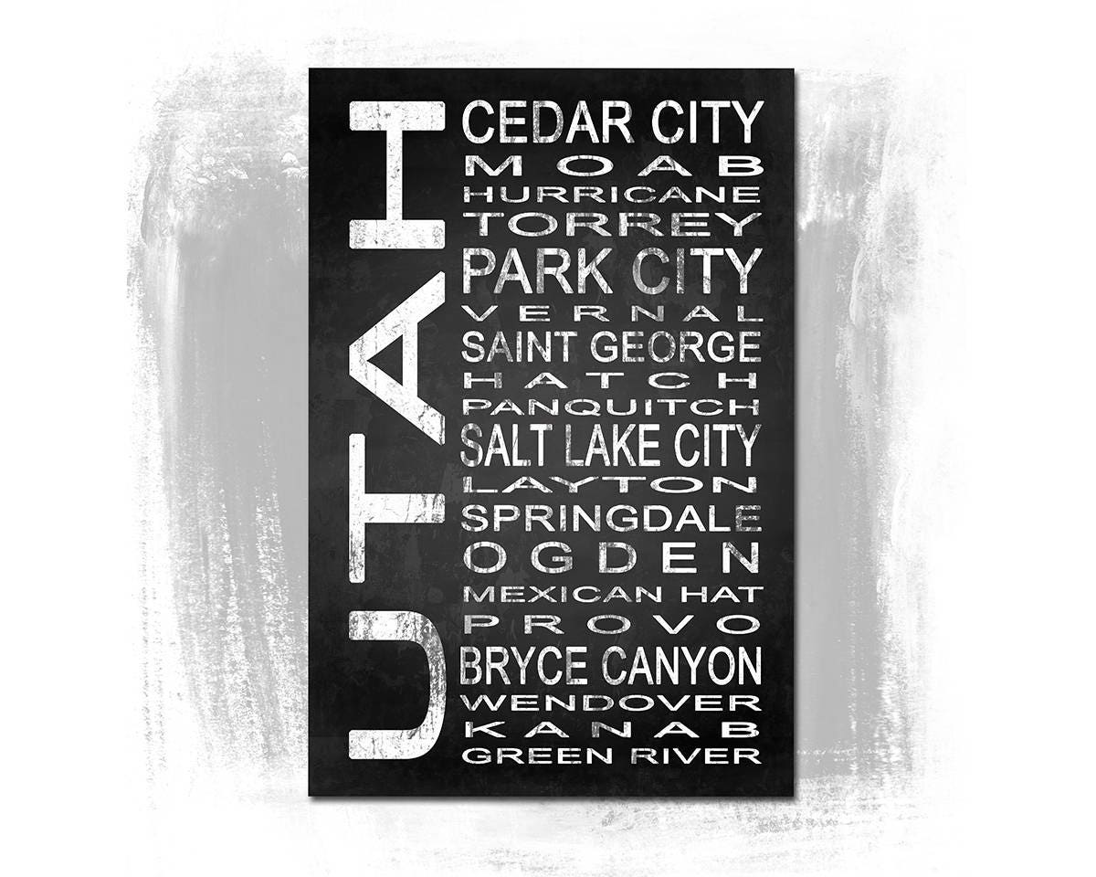 Utah State 1 Subway Sign Fine Art Print Modern Chalkboard Typography - Etsy