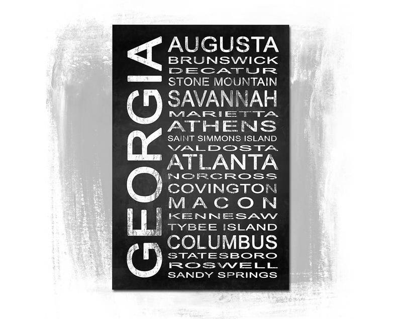 Georgia State 1 Subway Sign Fine Art Print Modern Chalkboard Typography ...