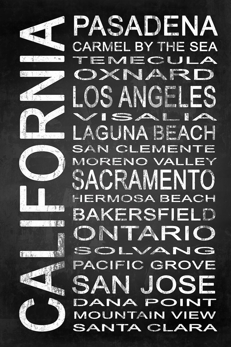California State 2 Subway Sign Fine Art Print Modern Chalkboard ...