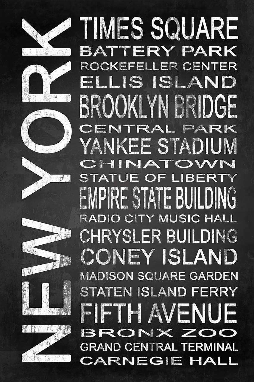 New York 1 Subway Sign Fine Art Print Modern Chalkboard Typography - Etsy