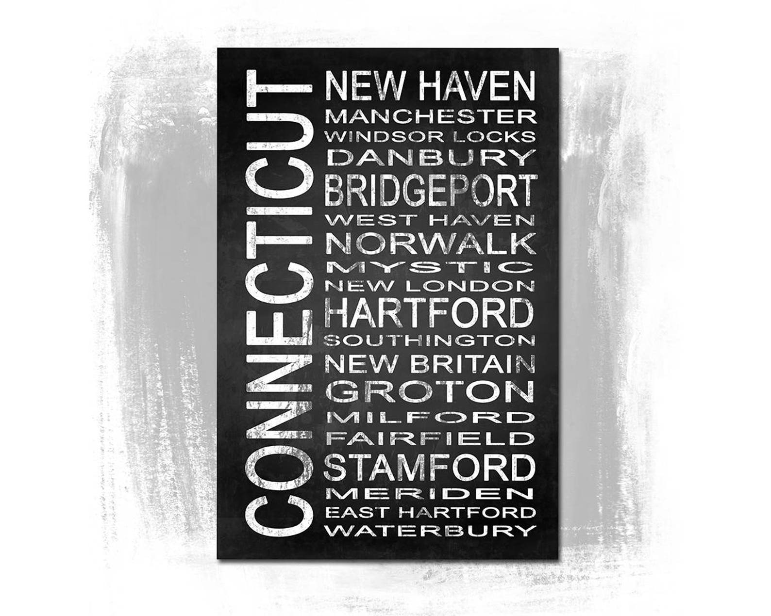 Connecticut State 1 Subway Sign Fine Art Print Modern Chalkboard ...