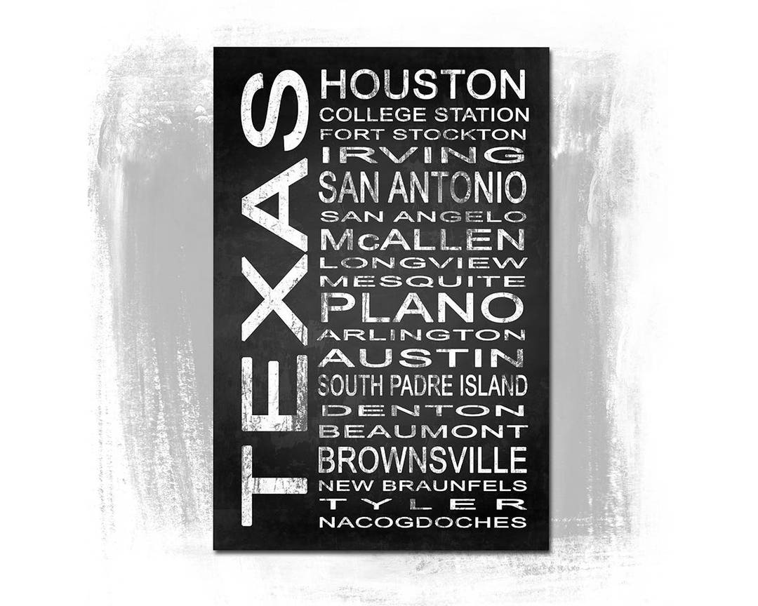 Texas State 1 Subway Sign Fine Art Print Modern Chalkboard Typography ...