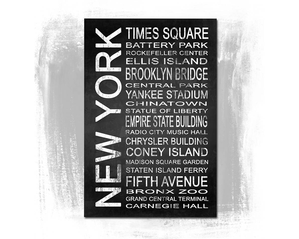 New York 1 Subway Sign Fine Art Print Modern Chalkboard Typography - Etsy