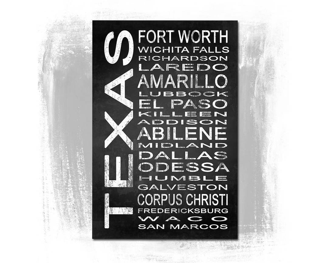 Texas State 2 Subway Sign Fine Art Print Modern Chalkboard Typography ...