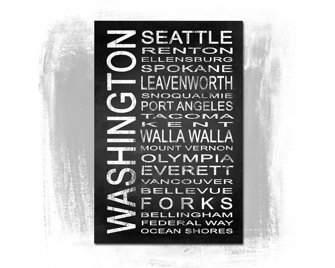 Washington State 1 Subway Sign Fine Art Print Modern Chalkboard ...
