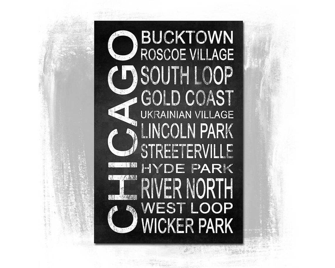 Chicago 2 Subway Sign Fine Art Print Modern Chalkboard Typography - Etsy