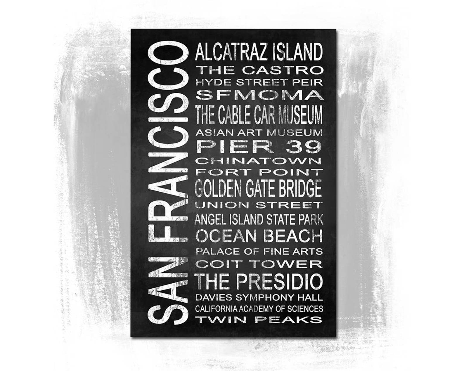 San Francisco 1 Subway Sign Fine Art Print Modern Chalkboard Typography ...