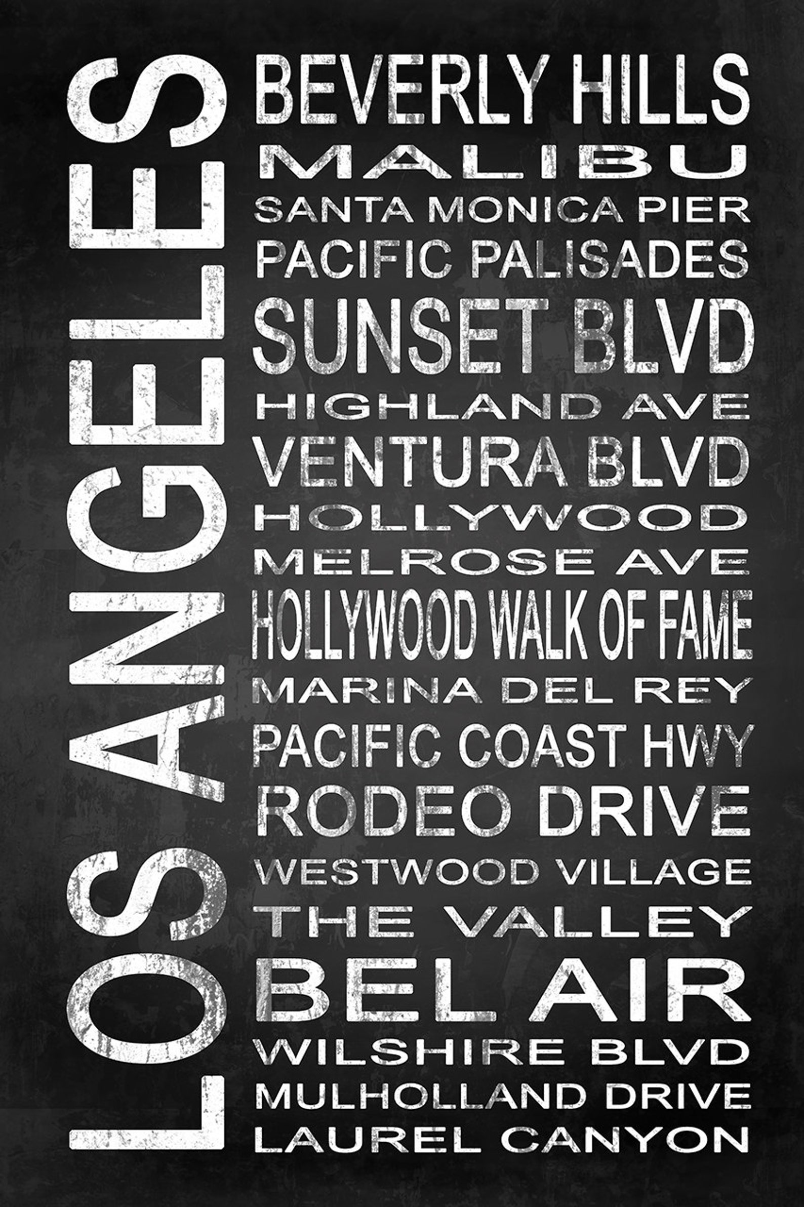 Los Angeles 2 Subway Sign Fine Art Print Modern Chalkboard Typography ...
