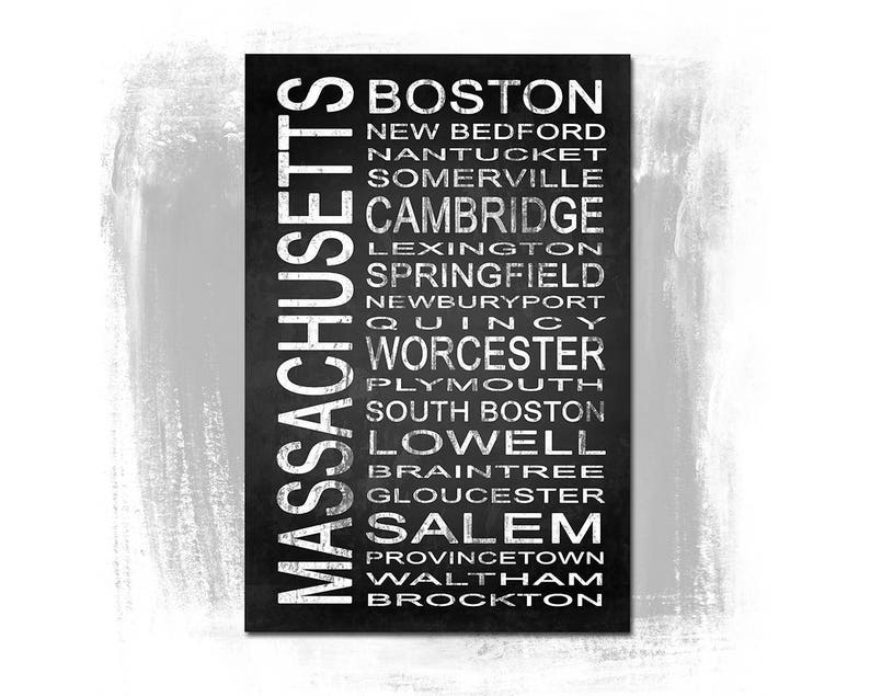Massachusetts State 1 Subway Sign Fine Art Print Modern Chalkboard ...