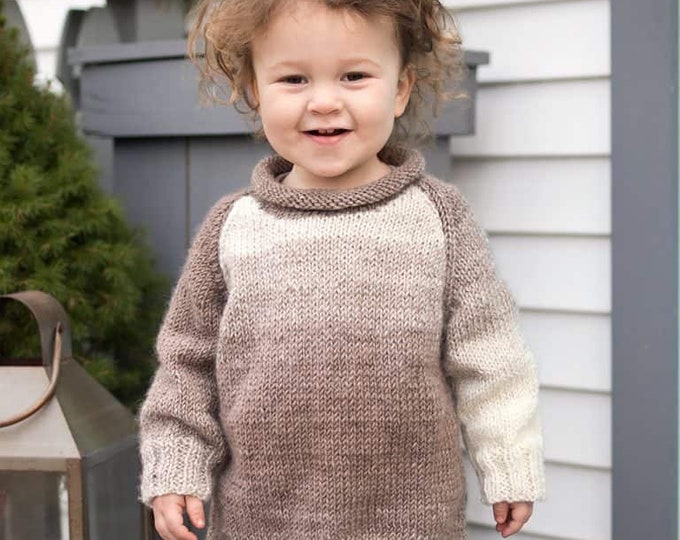 Toddler Raglan Sweater With Rolled Neck Ready to Ship in Taupe & Cream ...