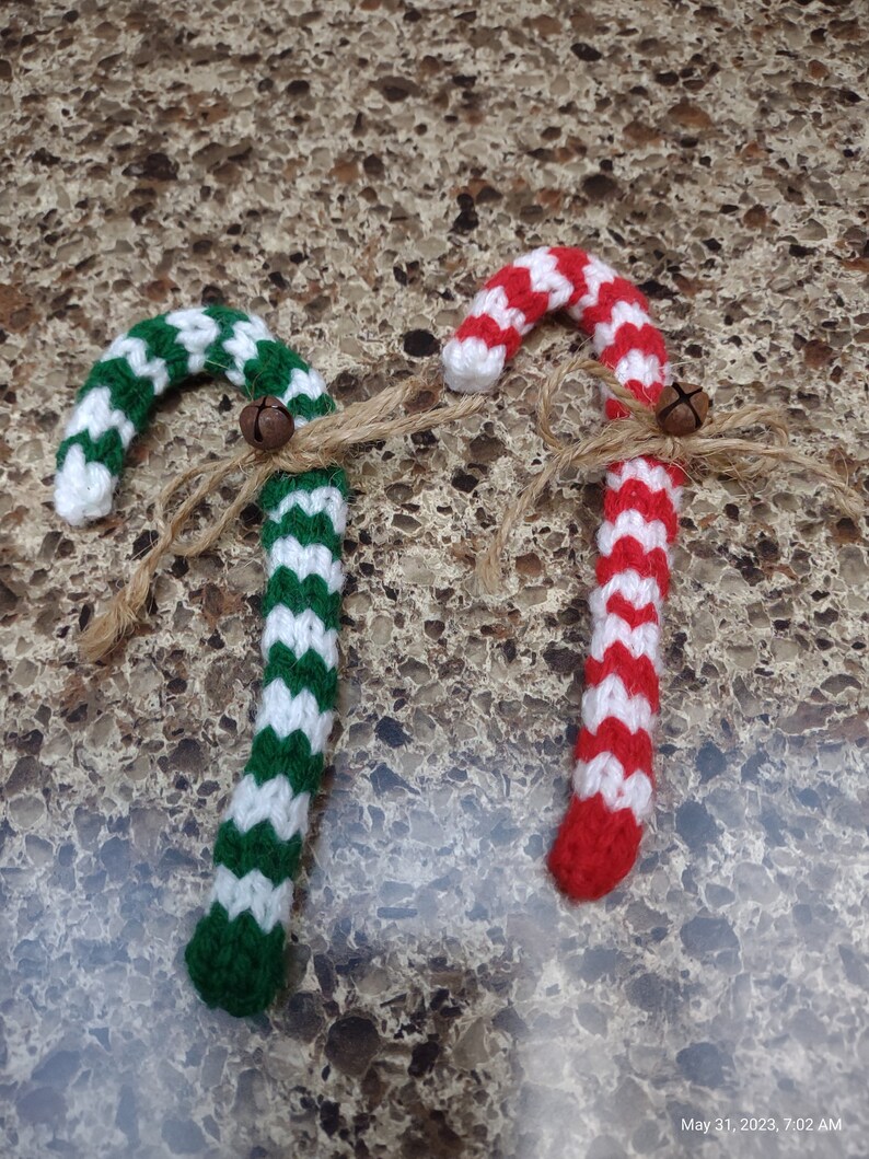 Hand Knit Candy Canes Set of 2 - Etsy