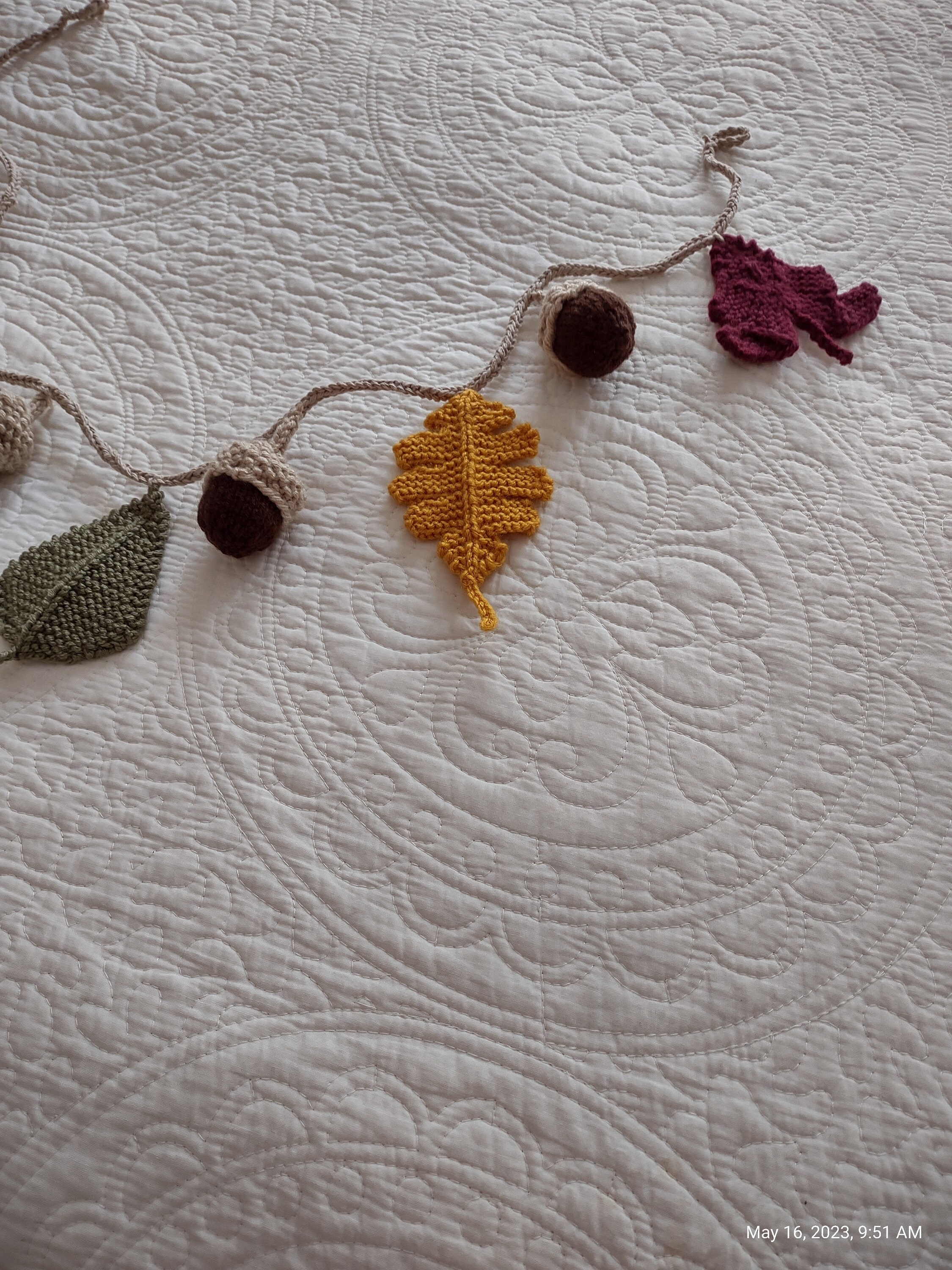 Hand Knit Fall Leaves & Acorn Garland Ready to Ship! - Etsy