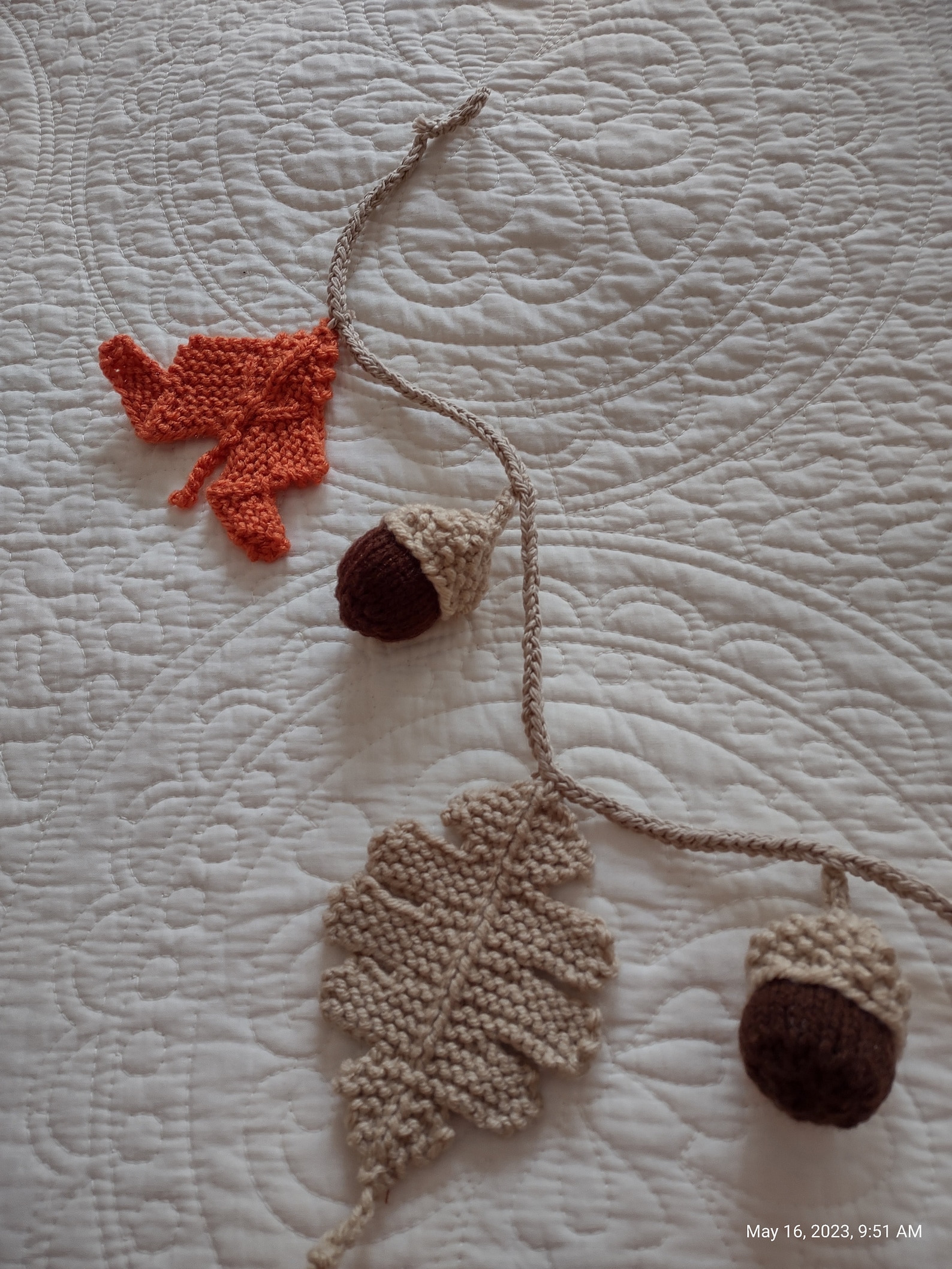 Hand Knit Fall Leaves & Acorn Garland Ready to Ship! - Etsy
