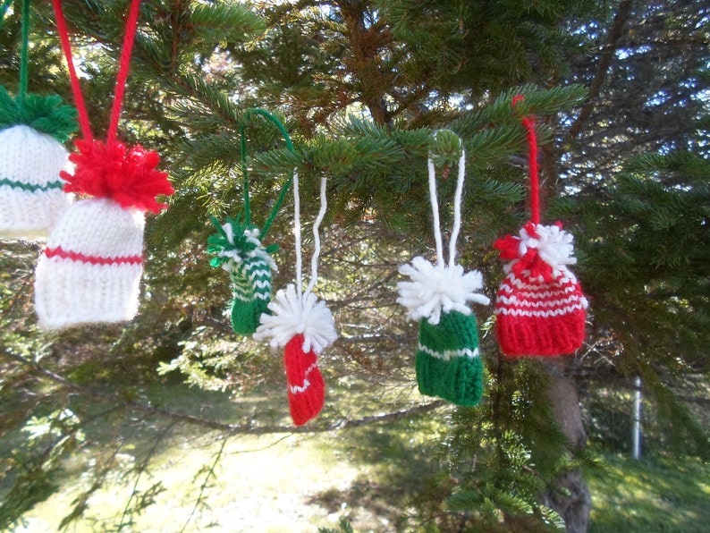 Tiny Hat Ornaments Hand Knit Set of 3 - Etsy