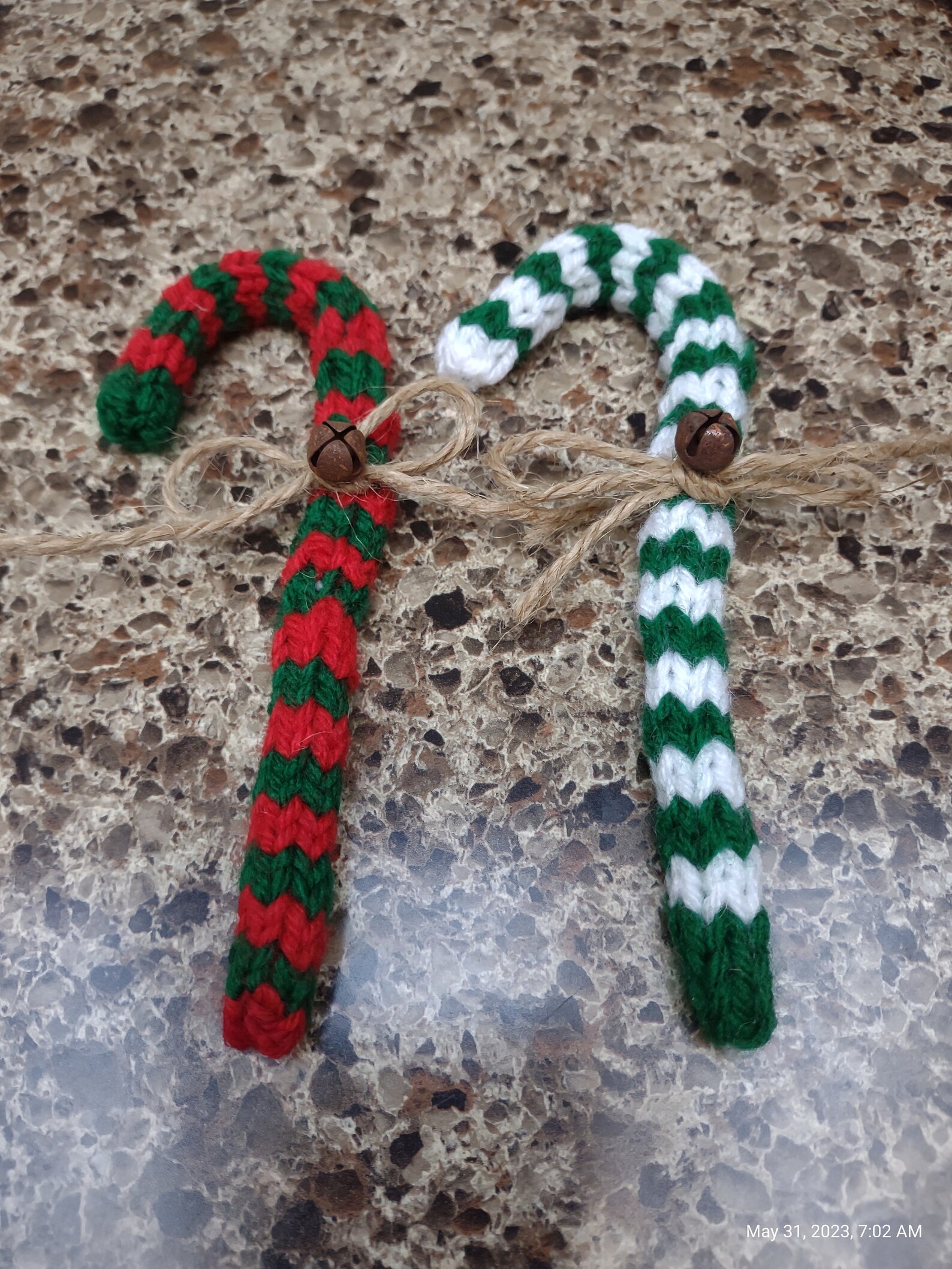 Hand Knit Candy Canes Set of 2 - Etsy