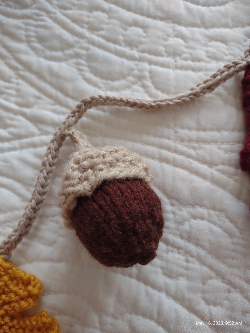 Hand Knit Fall Leaves & Acorn Garland Ready to Ship! - Etsy