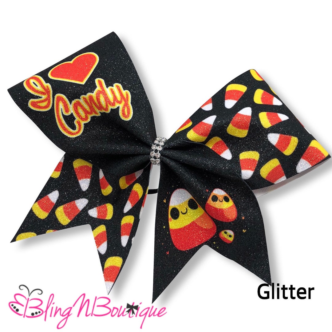 Halloween Cheer Bow - Orange and Black Cheer Bow - I Love Candy - Etsy