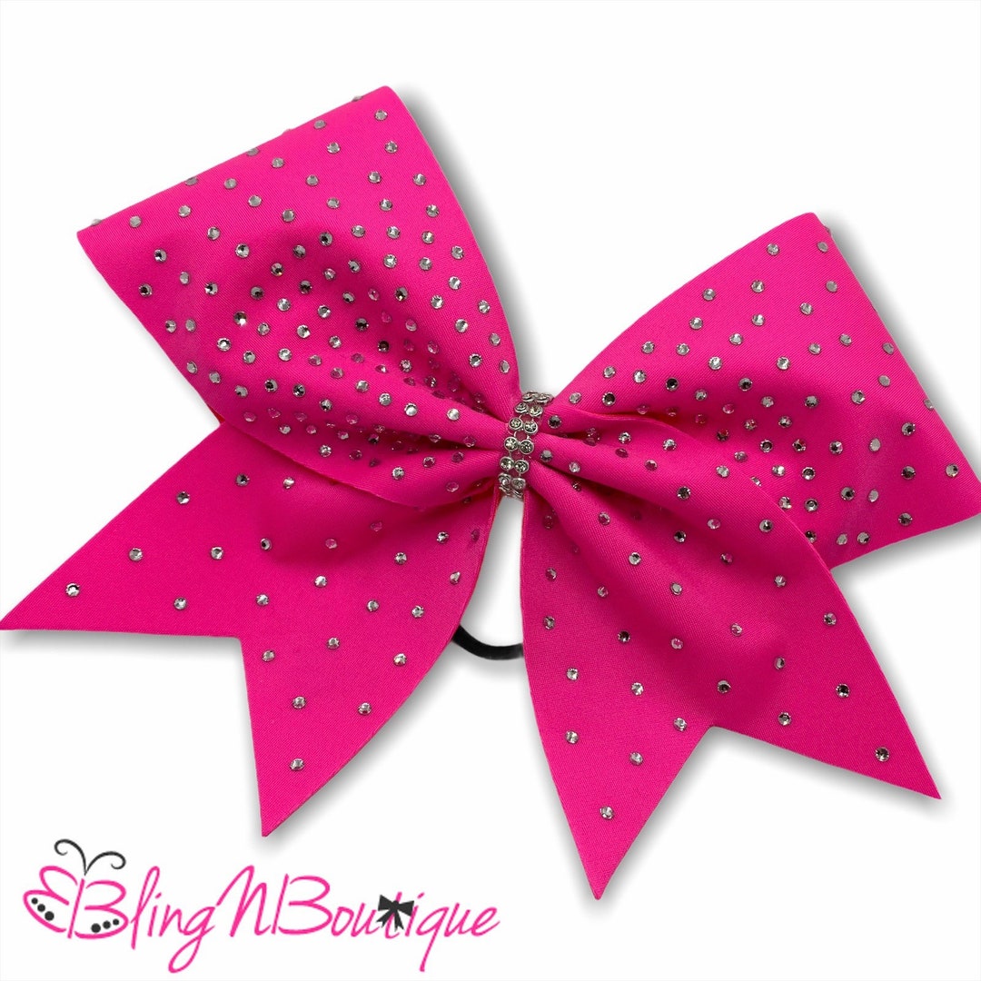 Rhinestone Cheer Bow - Pink Cheer Bow - Neon Pink Hair Bow ...