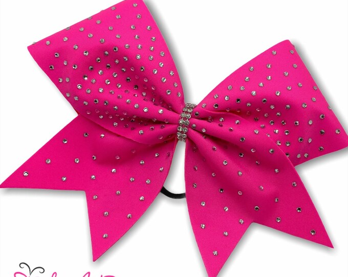 Rhinestone Cheer Bow - Pink Cheer Bow - Neon Pink Hair Bow ...