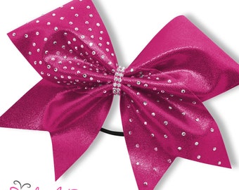 Rhinestone Cheer Bow Pink Cheer Bow Neon Pink Hair Bow - Etsy