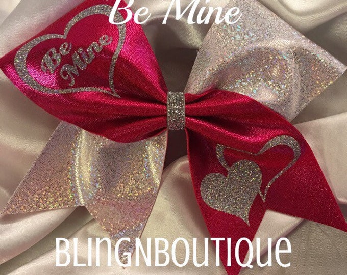Valentine Cheer Bow Be Mine Pink and Silver Cheer Bow - Etsy