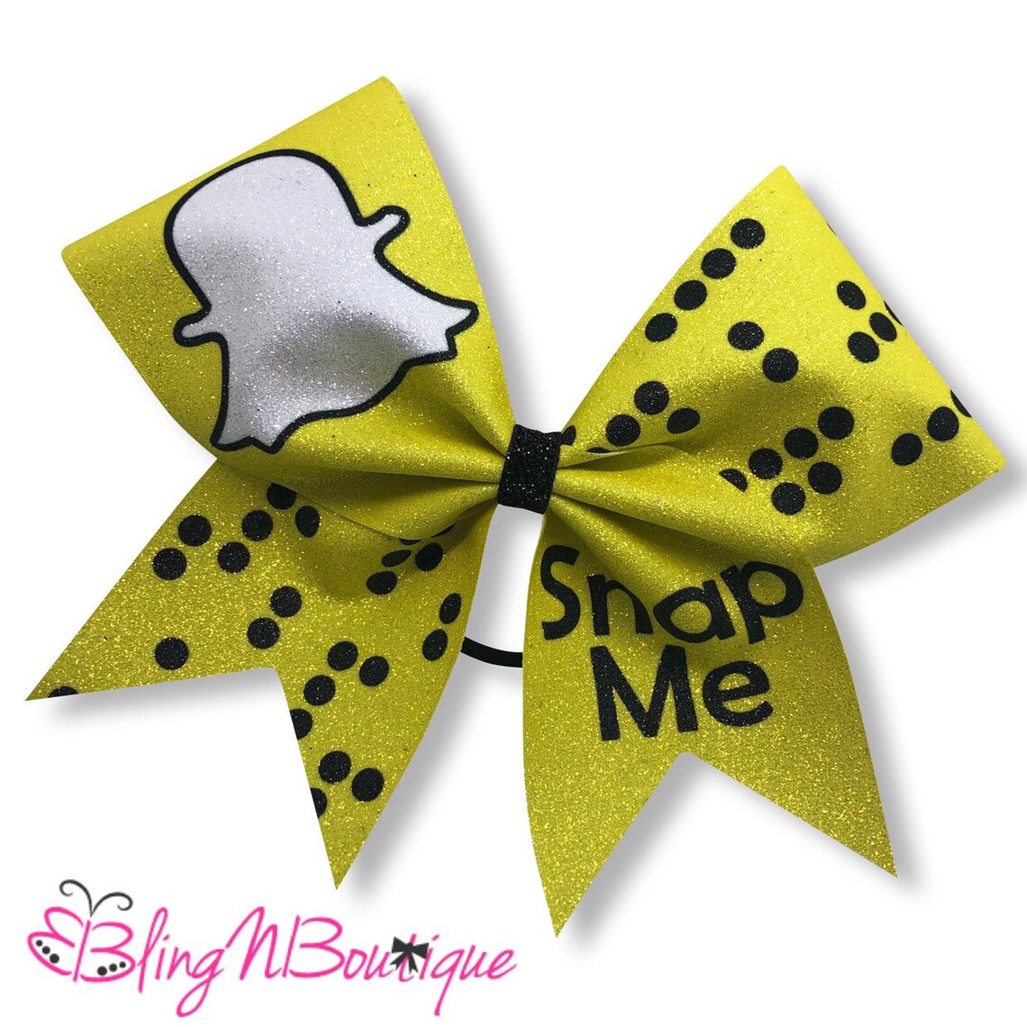 Snap Chat Cheer Bow Yellow & Black Glitter Cheer Bow Snap | Etsy