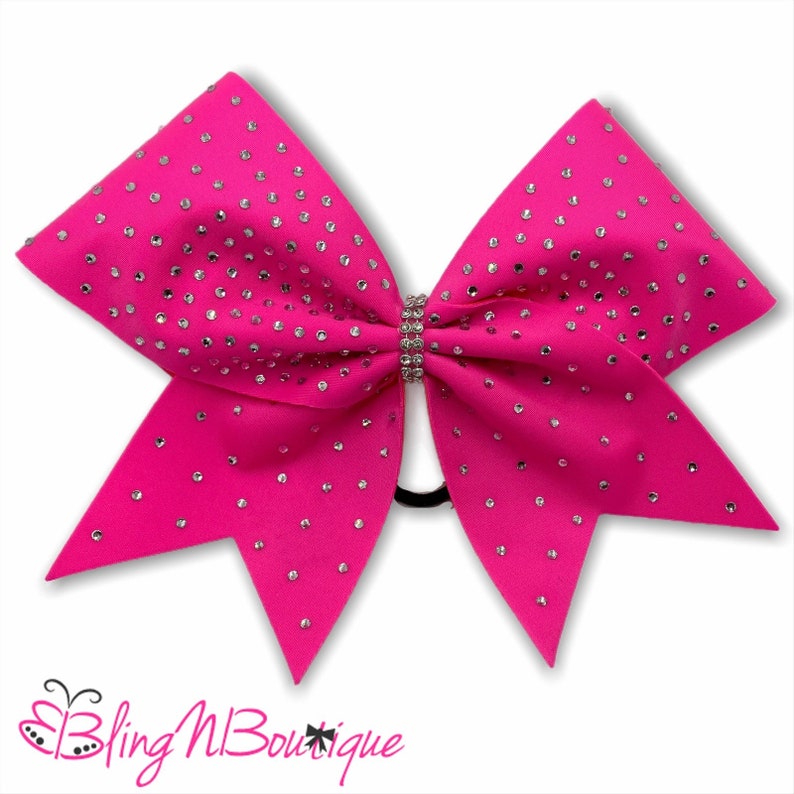 Rhinestone Cheer Bow - Pink Cheer Bow - Neon Pink Hair Bow ...